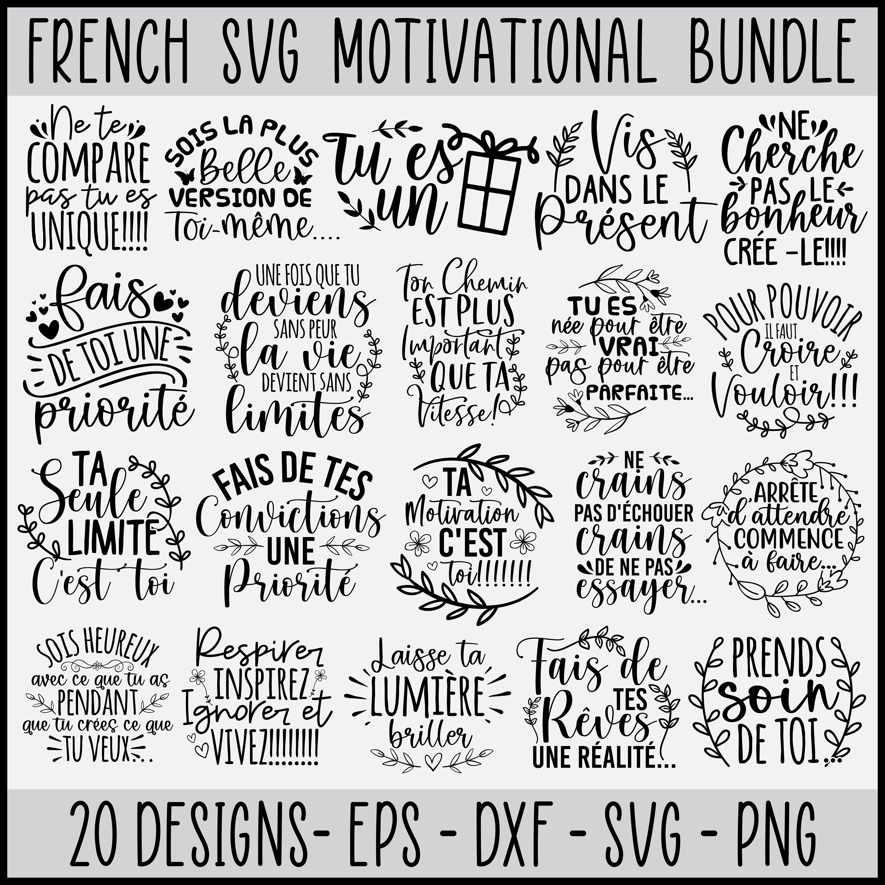 Lot de 20 fichiers SVG motivants, dessins de chemises, fichiers SVG ...