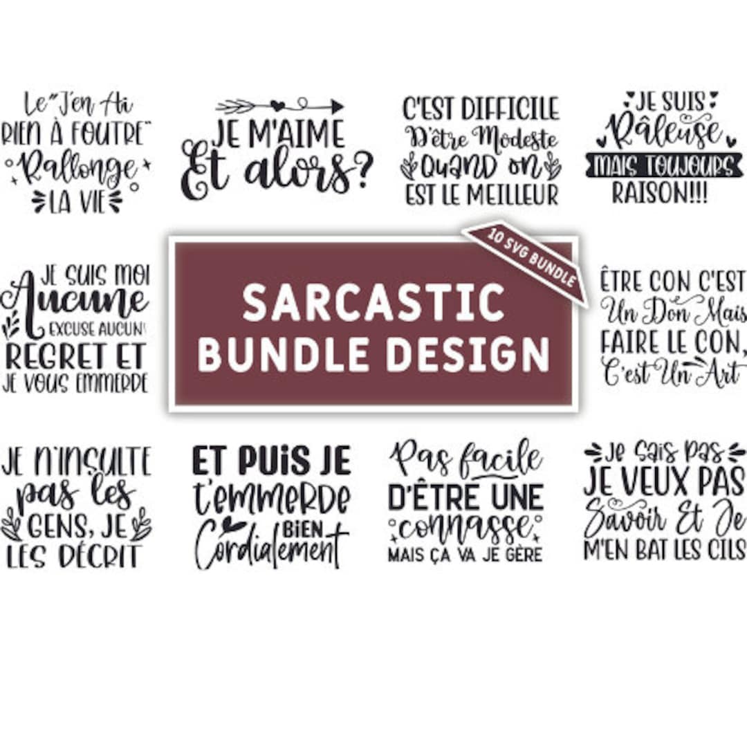 10 French Sarcastic Bundle Designs Svg, Dxf, Eps and Png Files for ...