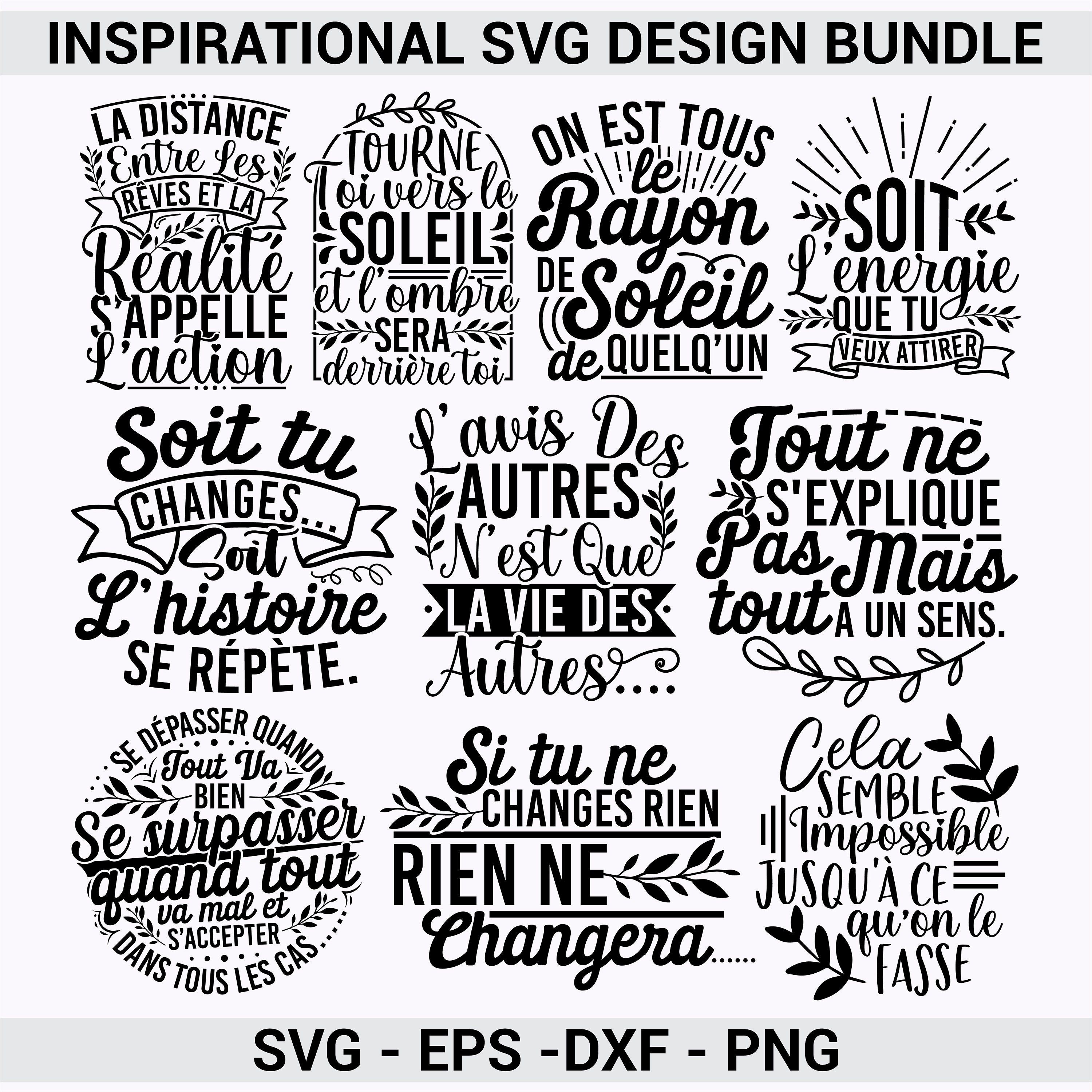 10 Français Inspirational SVG Bundle, Shirt Designs Fichiers SVG pour ...