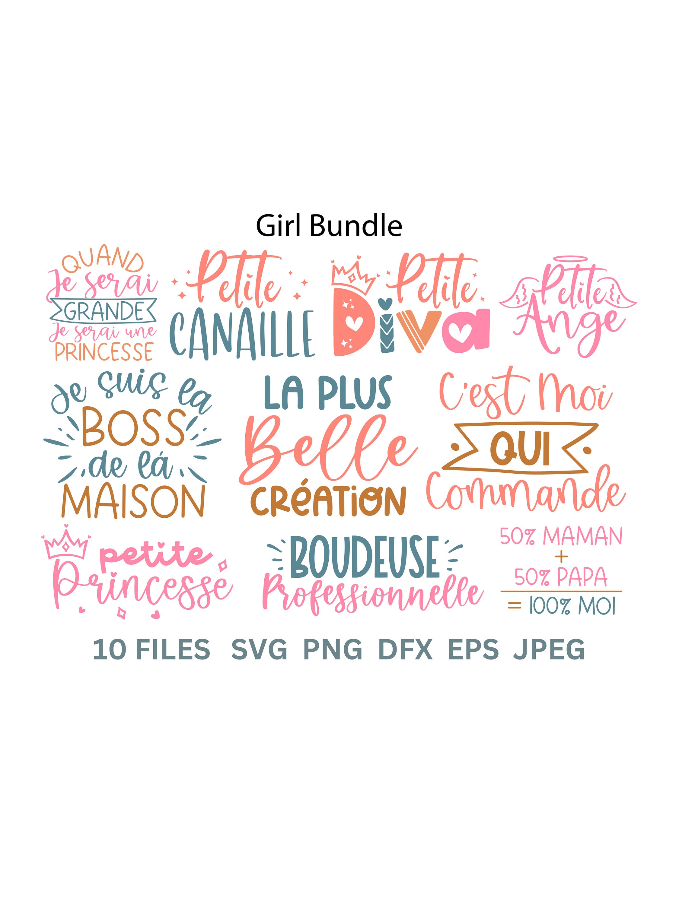 10 French Svg Girl Bundle, Shirt Designs Svg Files for Shirts, French ...