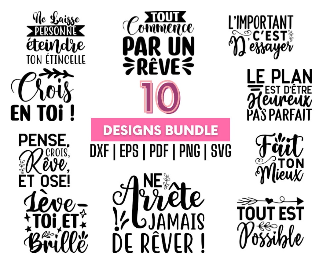 Inspirational French Svg Bundle, Positive Quotes Svg Bundle, Digital ...