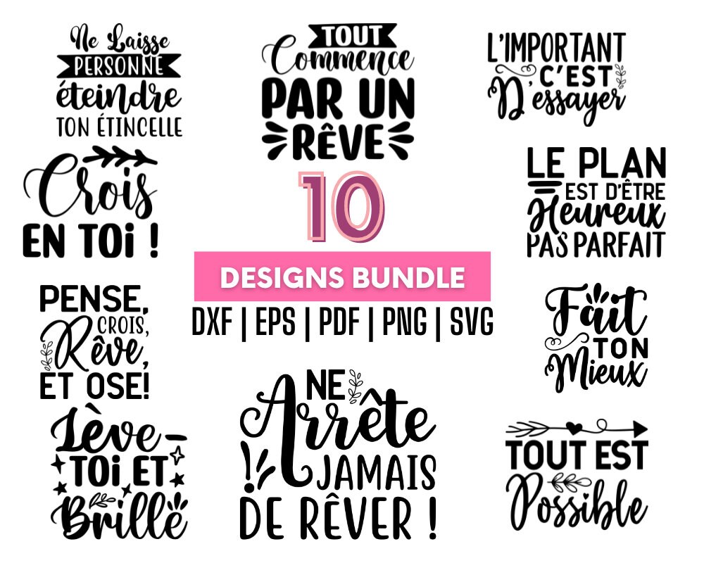 Inspirational French Svg Bundle Positive Quotes Svg Bundle - Etsy