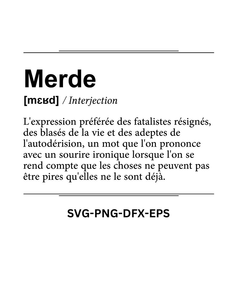 Merde Définition Svg Français, French Svg, Svg Humoristique, French ...