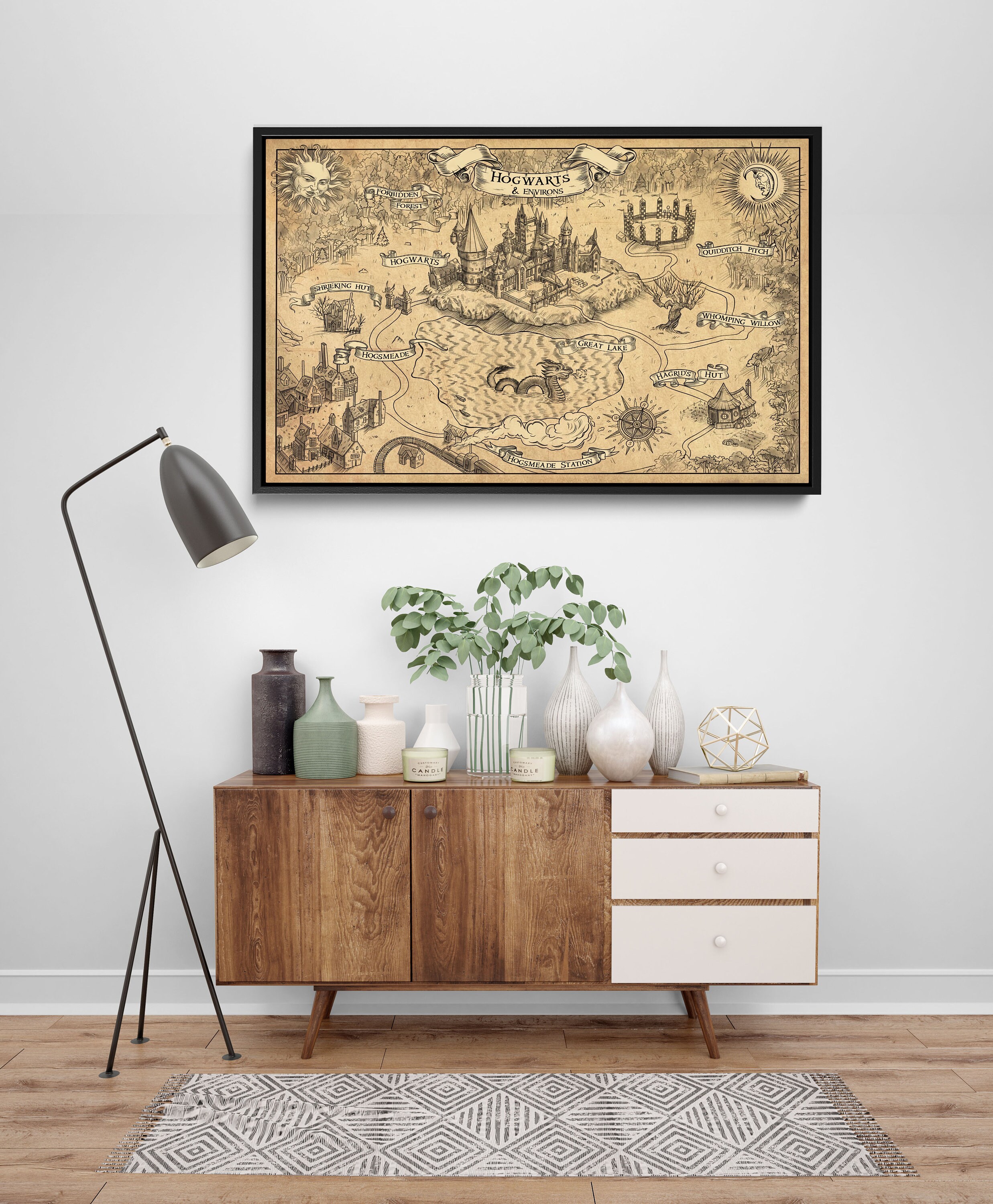 Hogwarts Map Canvas Poster, Movie Series Map Canvas, Fantasy Movie ...