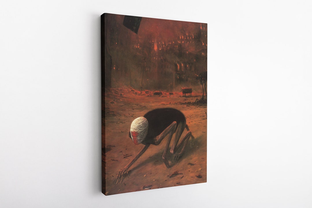 Dystopian Surreal Painting Canvas, Painting of Zdzislaw Beksinski Wall ...