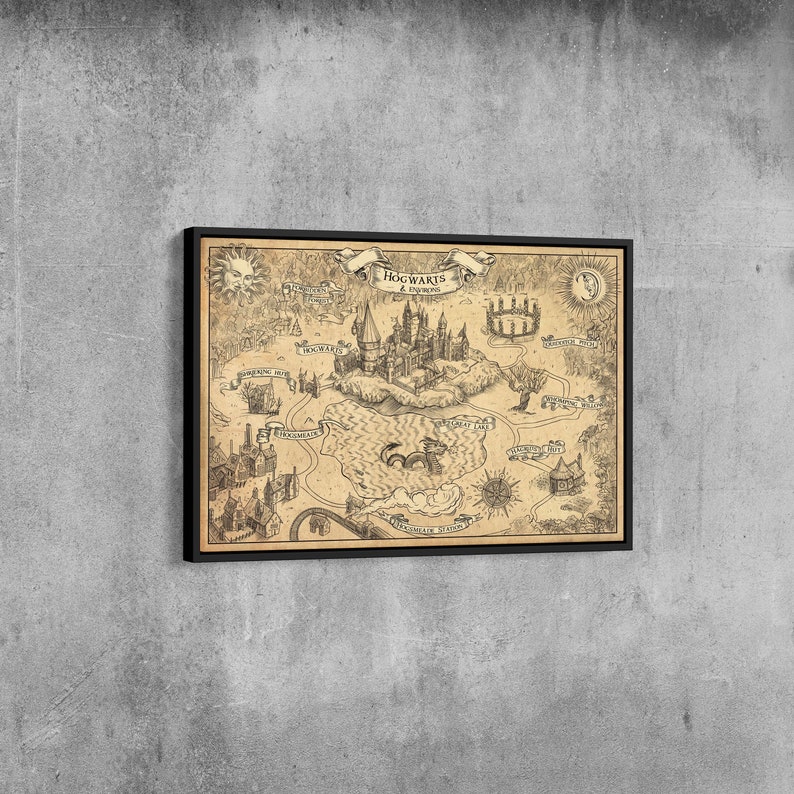 Hogwarts Map Canvas Poster, Movie Series Map Canvas, Fantasy Movie ...