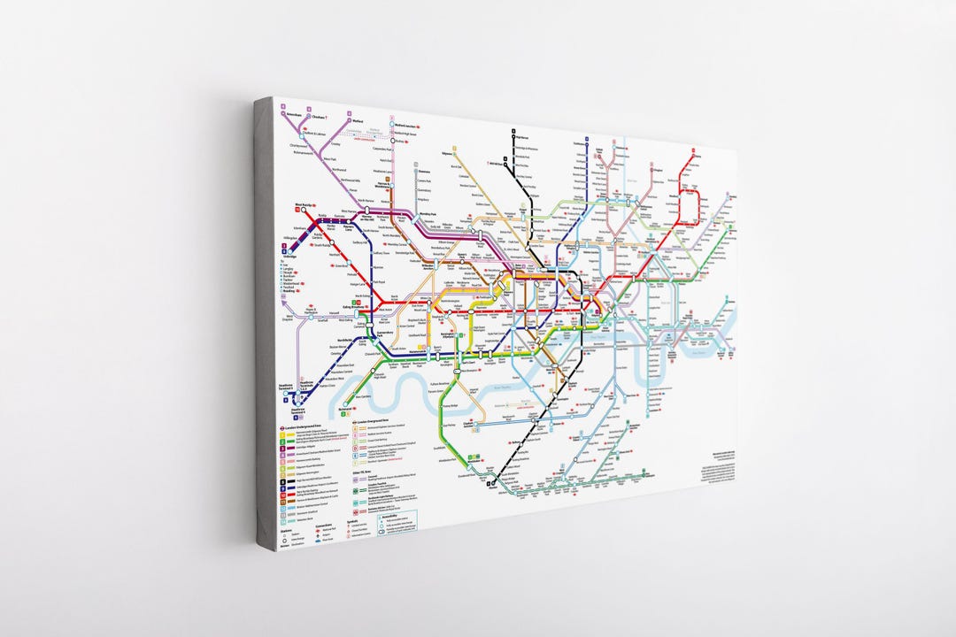 London Underground Tube Map Poster, London Railway, Metro Map, UK ...