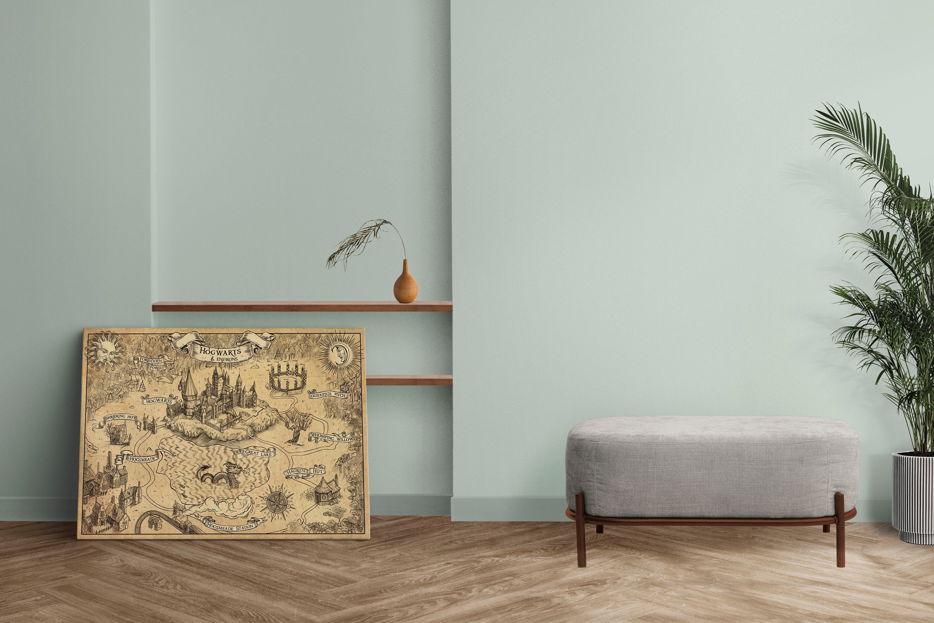 Hogwarts Map Canvas Poster, Movie Series Map Canvas, Fantasy Movie ...