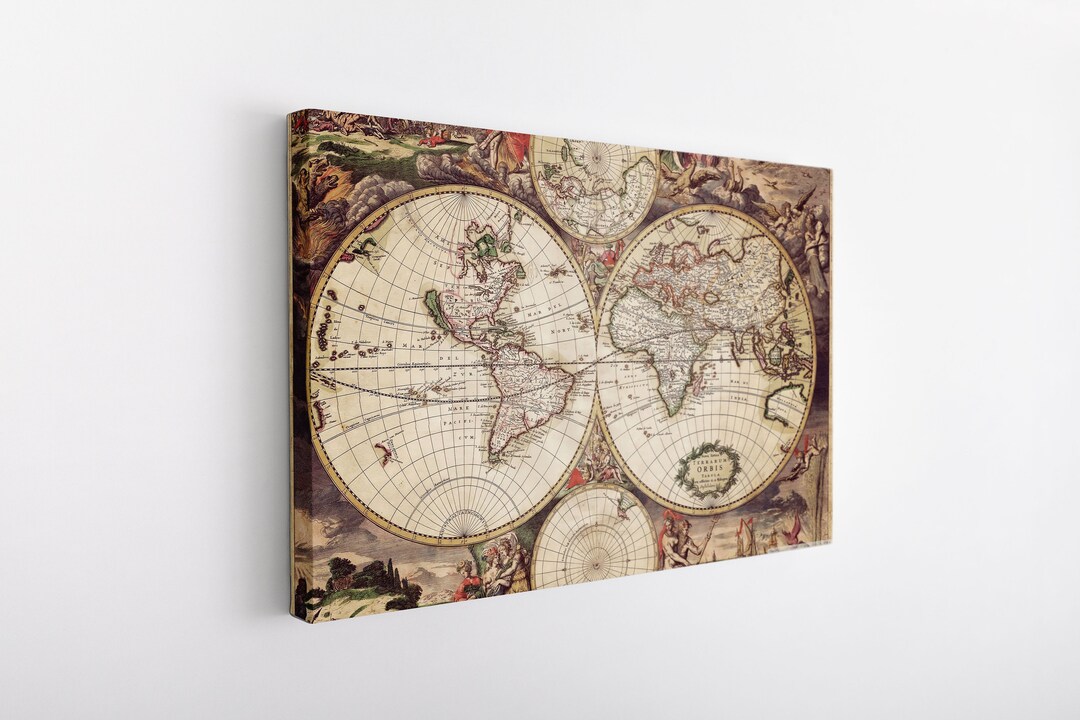Old World Map, Vintage World Map Canvas Art, Old World Map Art Canvas ...