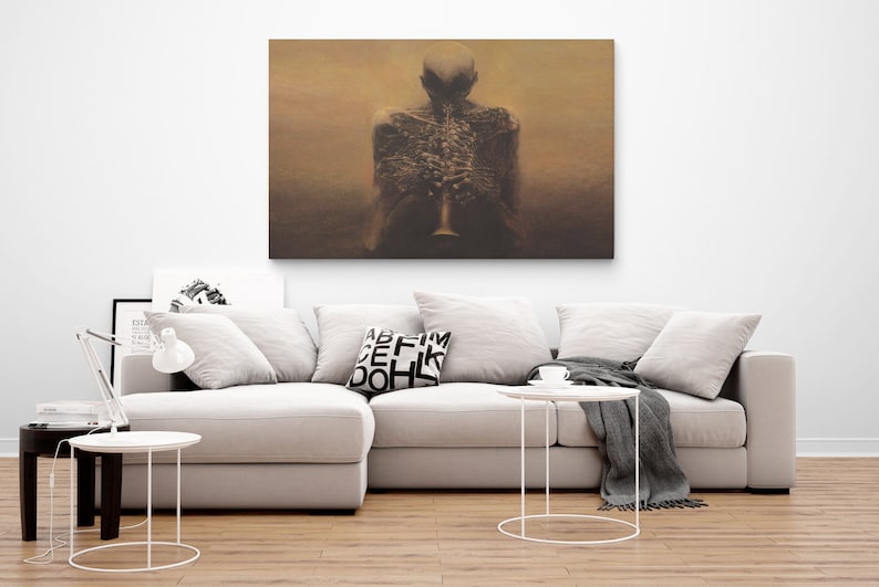 Skeleton Playing the Trumpet Painting of Zdzislaw Beksinski - Etsy