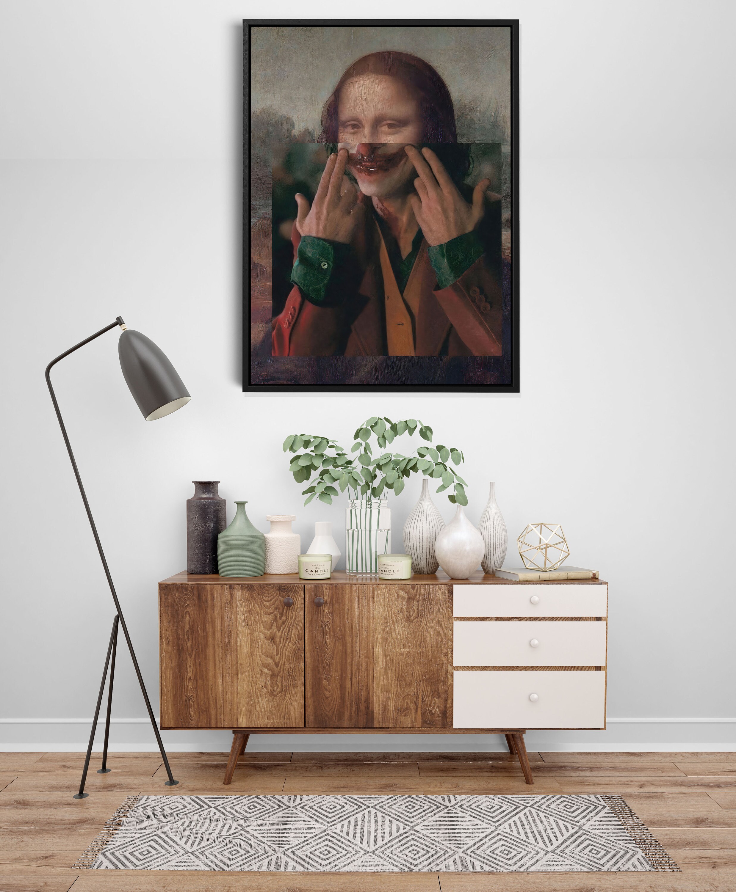 Mona Lisa Joker Smile, Mona Lisa Canvas Wall Art, Joker Canvas Wall Art ...
