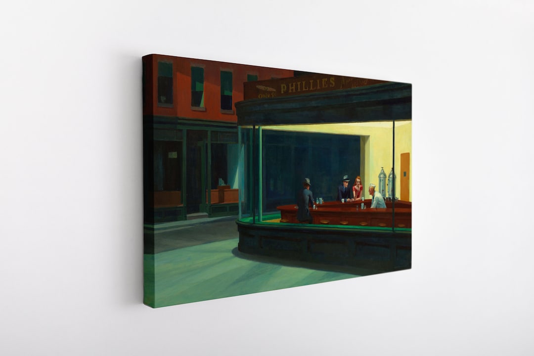 Nighthawks by Edward Hopper Painting, Edward Hopper Exhibition Canvas ...
