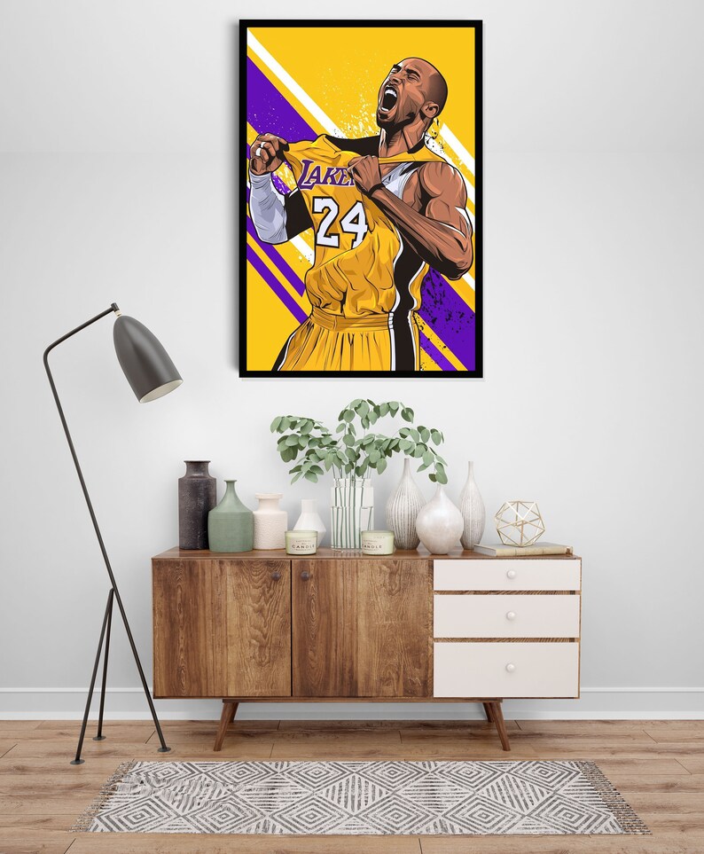Kobe Bryant RIP Screaming and Pulling Jersey Ready to Hang - Etsy