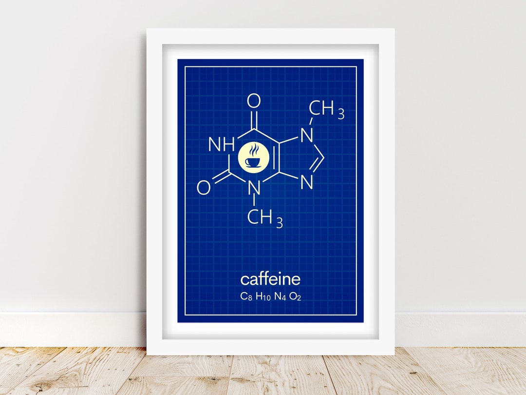 Caffeine Blueprint, Coffee Chemical Wall Art, Molecular Structure ...
