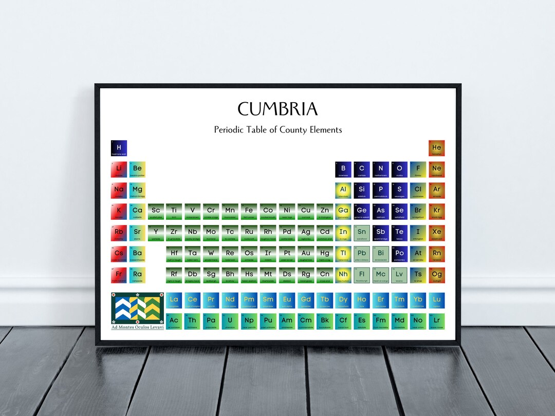 Cumbria Periodic Table Print County Flag Colours Chemical - Etsy