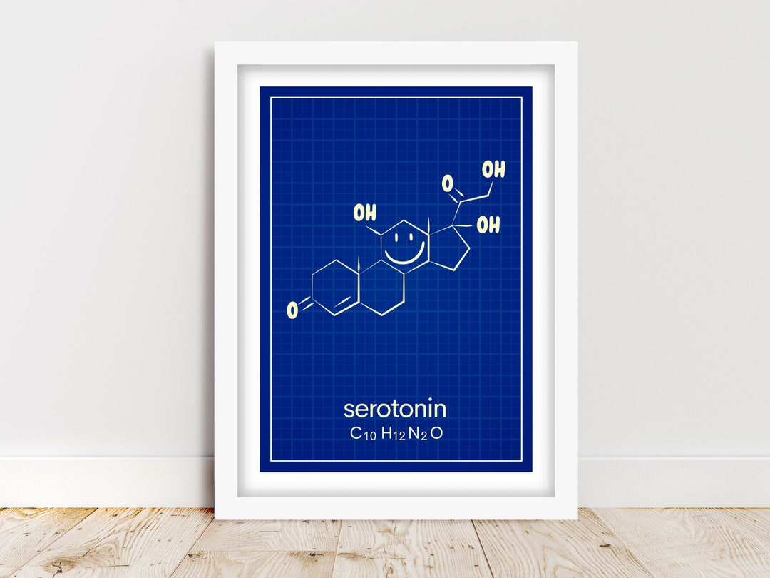 Serotonin Blueprint, Happy Chemical Wall Art, Molecular Structure ...