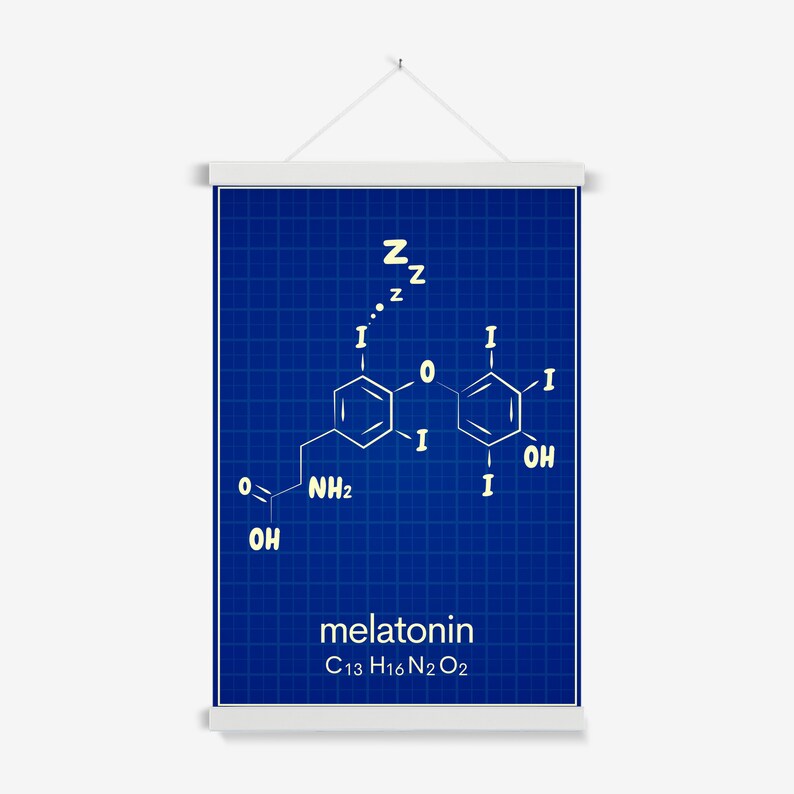 Melatonin Blueprint, Sleep Chemical Wall Art, Molecular Structure ...
