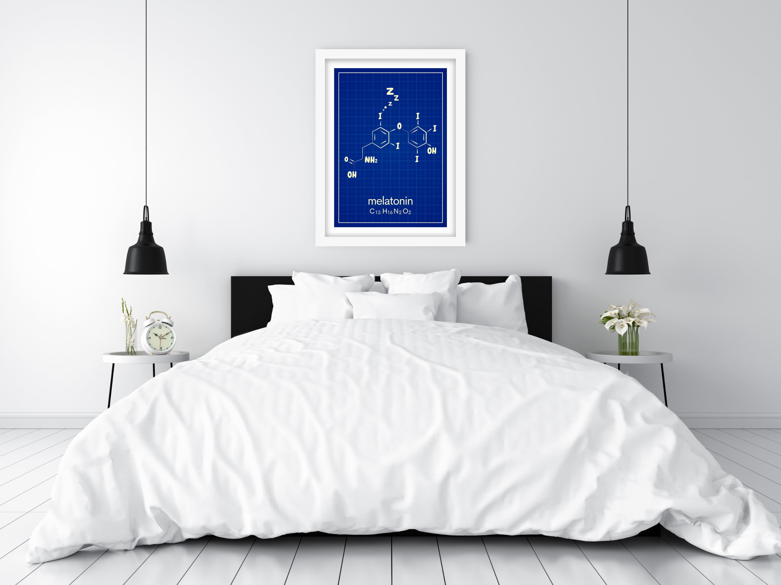 Melatonin Blueprint, Sleep Chemical Wall Art, Molecular Structure ...