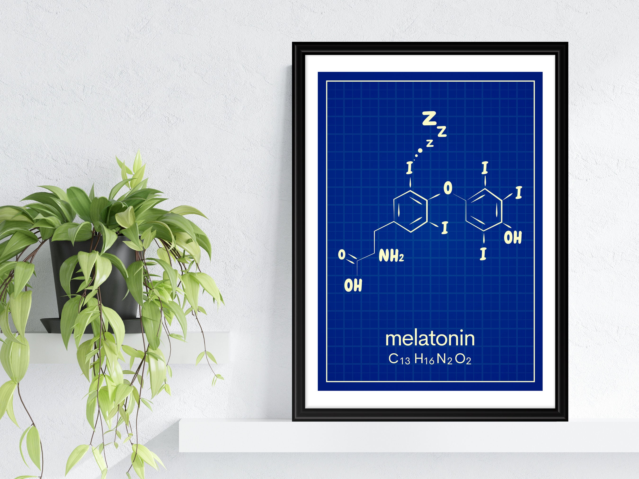 Melatonin Blueprint, Sleep Chemical Wall Art, Molecular Structure ...