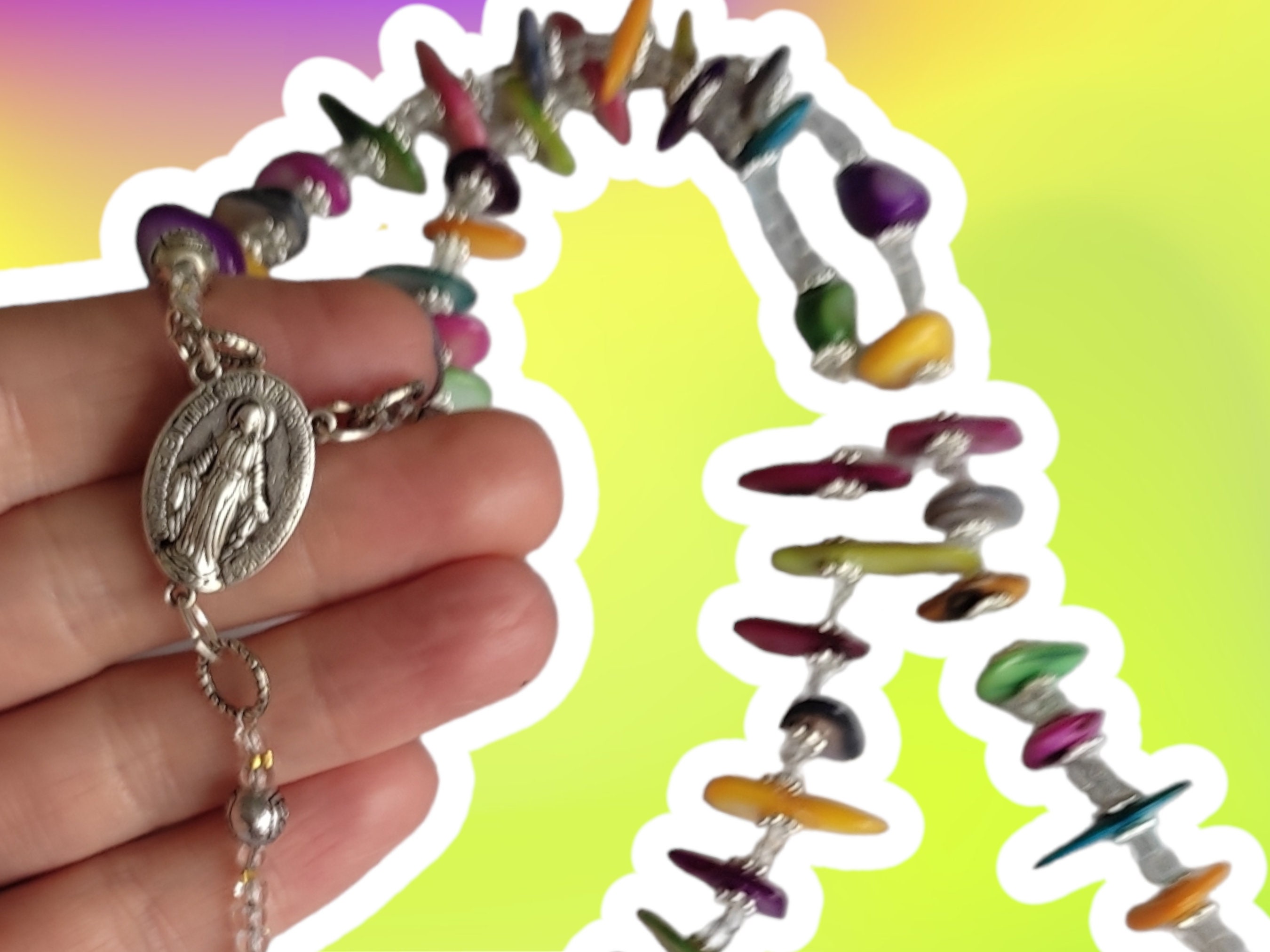 Catholic Rosary, Holy Virgin Mary Rosary, Crucifix Rosary, Colourful ...