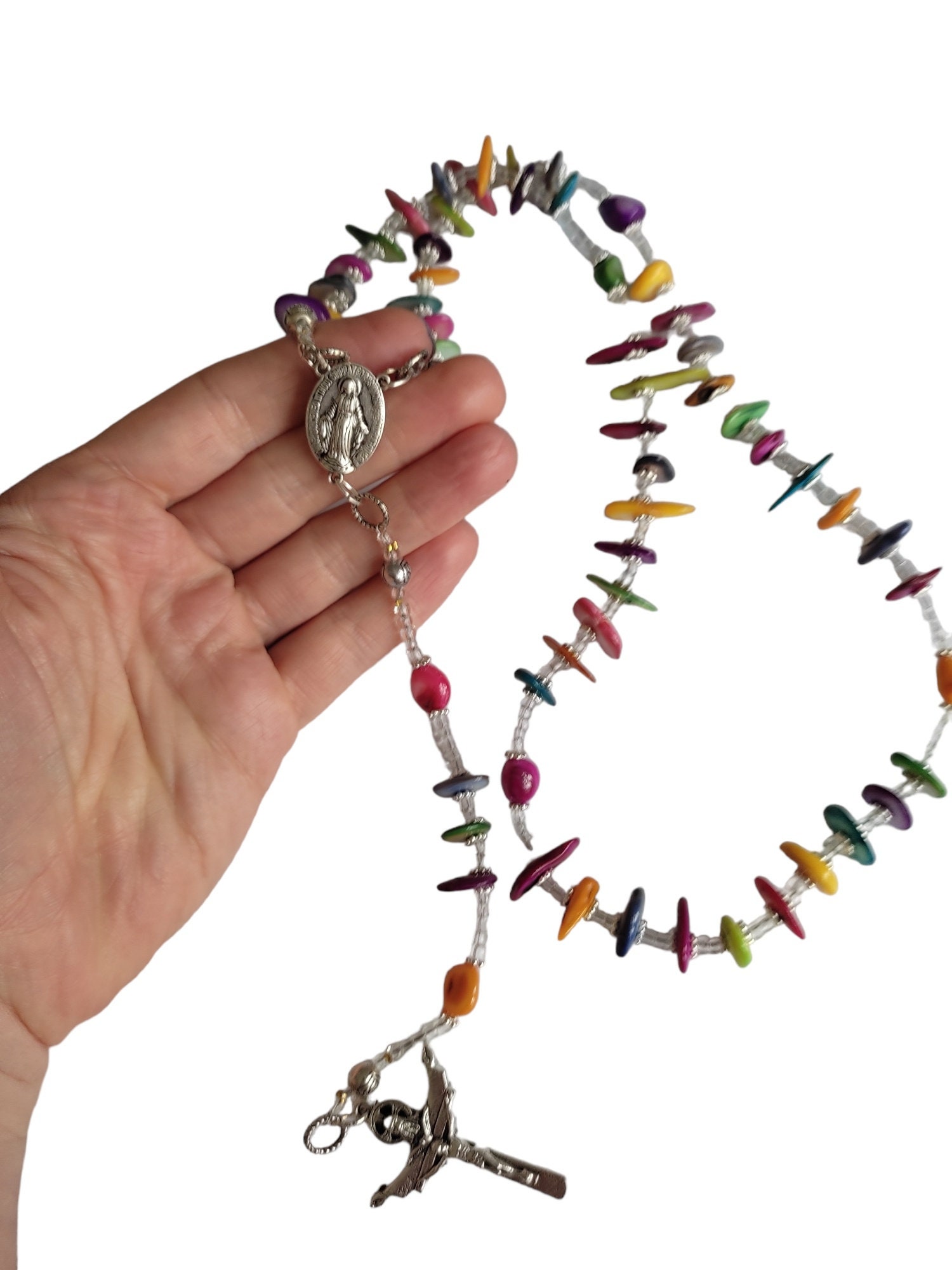 Catholic Rosary, Holy Virgin Mary Rosary, Crucifix Rosary, Colourful ...