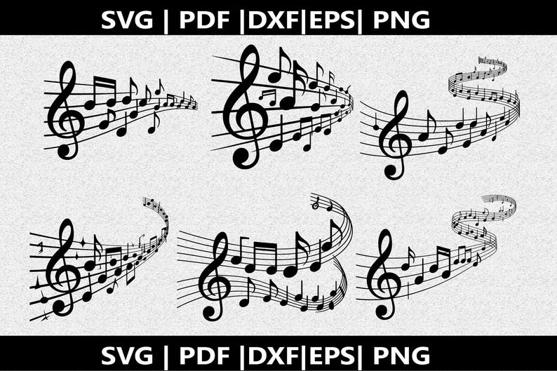 Treble Clef Music Notes SVG Bundle, Clipart Vector Design (digital ...