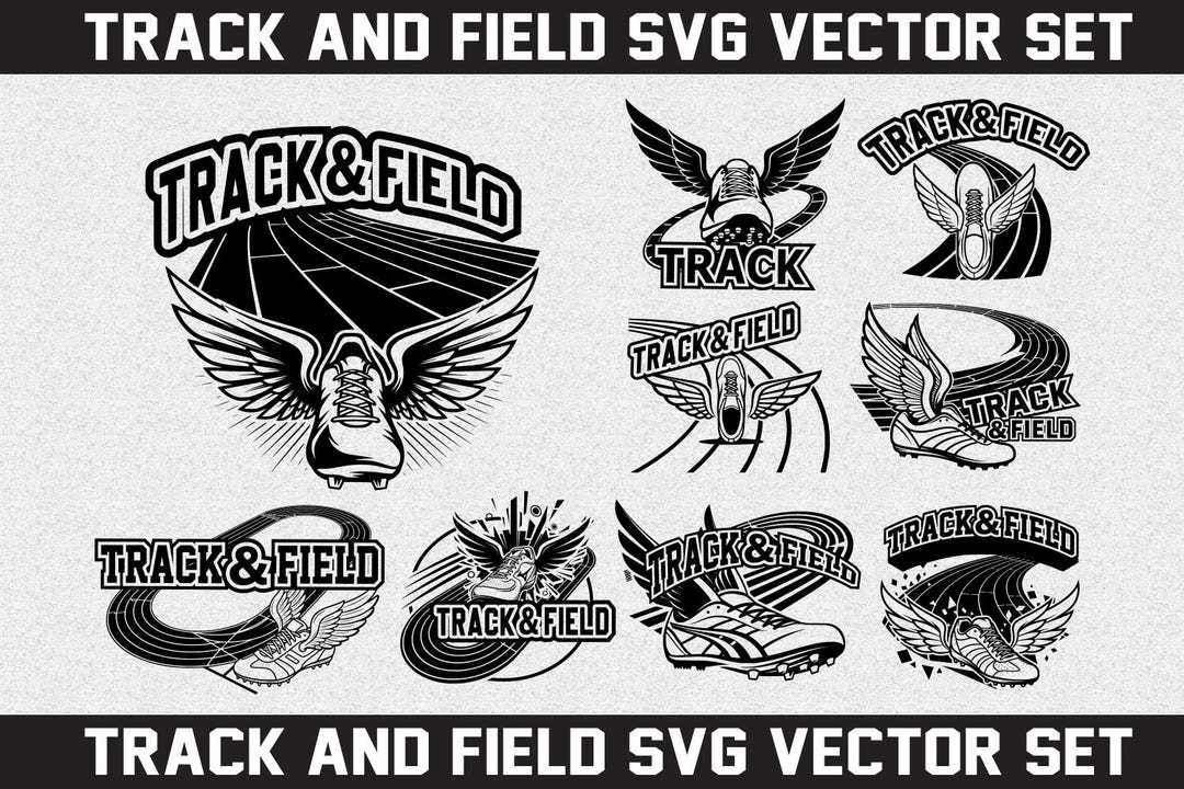 Track and Field Shoe Winged Svg Cut File Logo PNG Clipart Vector Design ...