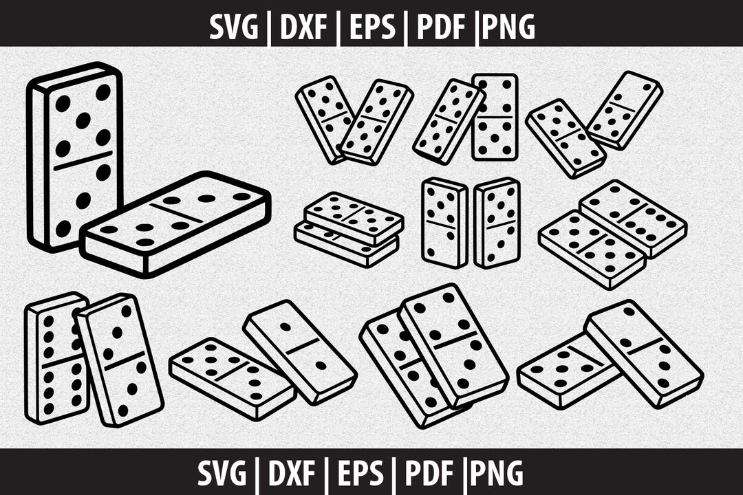 Dominoes SVG Bundle: Game Piece Clipart, Vector Cut Files (digital ...
