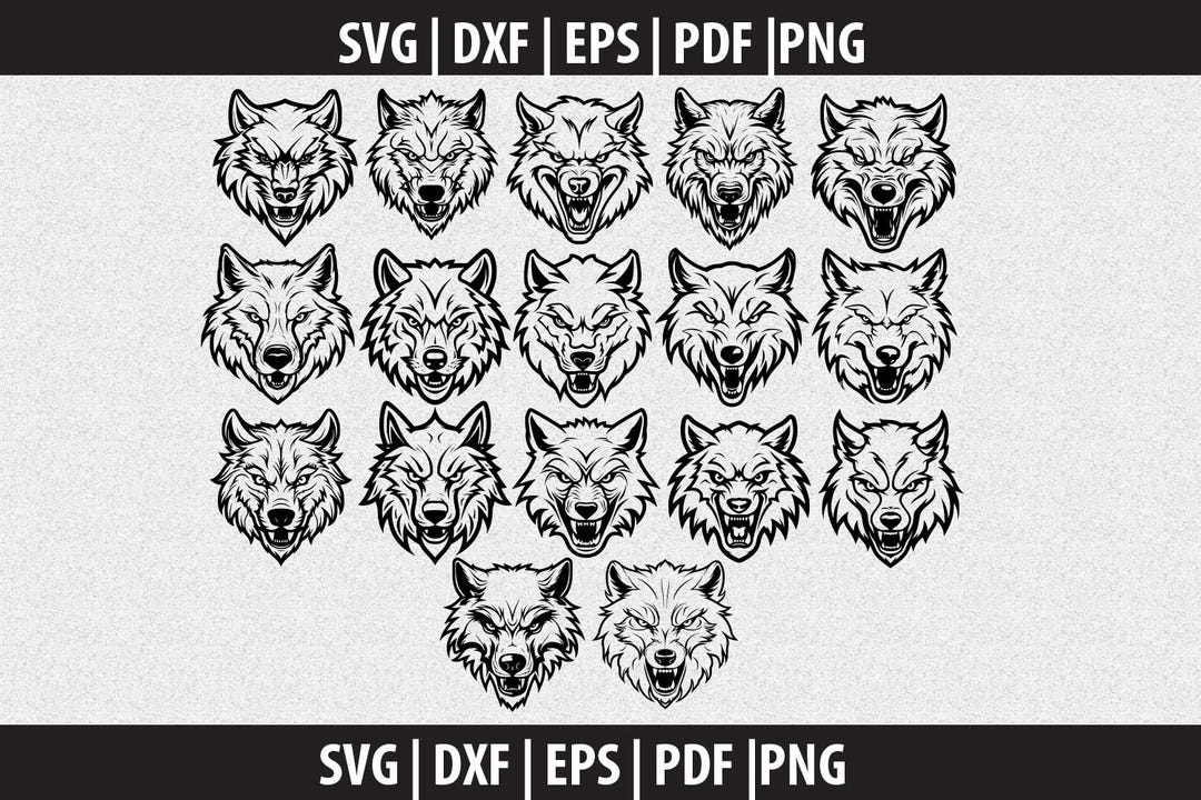 Wolves Mascot Typo Silhouette Cut File Logo SVG PNG Clipart Vector ...