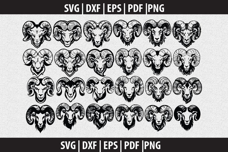 Rams Head Cut File: School Logo (svg, Png, Eps, Dxf, Jpg) Digital ...
