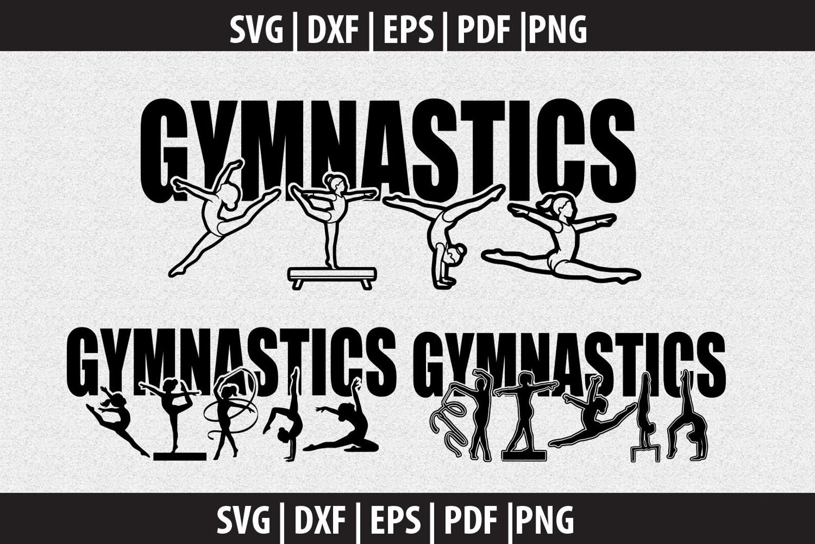 Sports Clipart: Gymnastics Svg Silhouette Cutout for Teams, Coaches ...