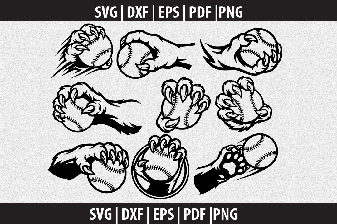 Wildcats Baseball Claw Paw Mascot Typo Silhouette Cut File Logo SVG PNG ...