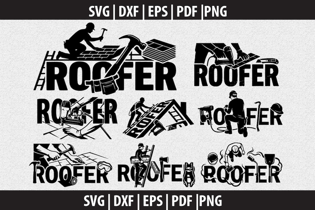 Roofer SVG Bundle: Roofing Repair Tool, Service Badge Clipart (digital ...
