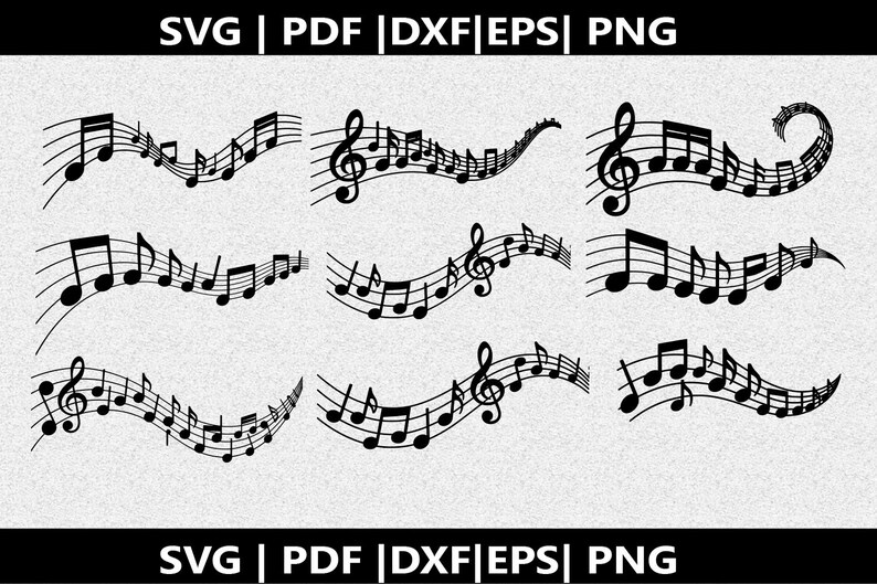 Treble Clef Music Notes SVG Bundle, Vector Clipart (digital Download ...