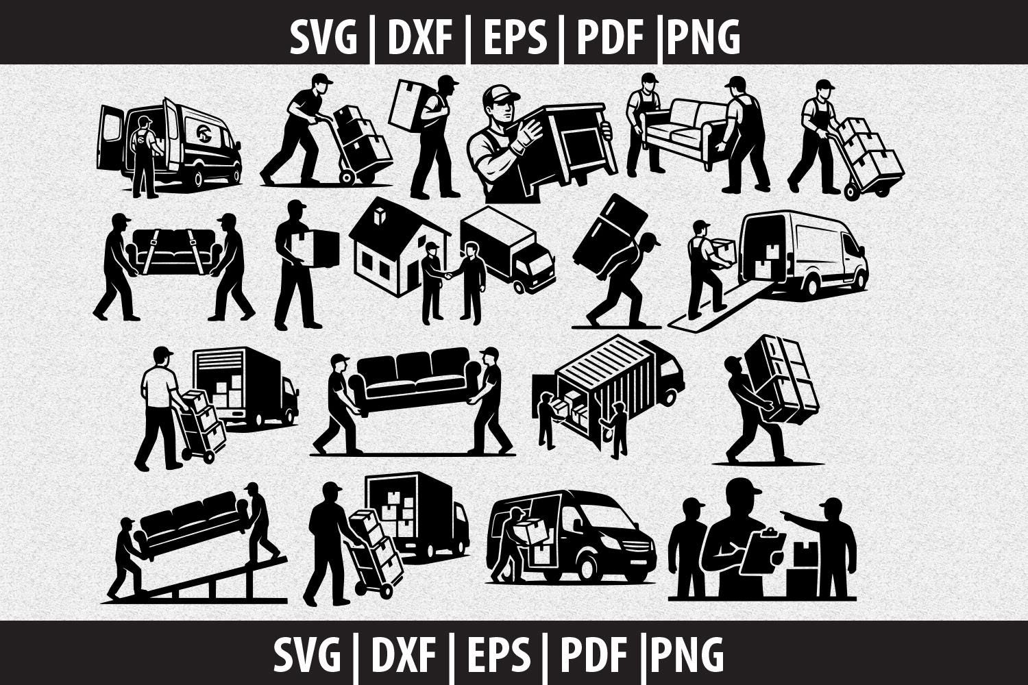 Mover Worker SVG, Moving Man PNG, Moving Crew Clipart Black White ...