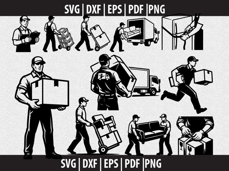Mover Company SVG, Moving Truck PNG, Mover Logo Clipart Black White ...