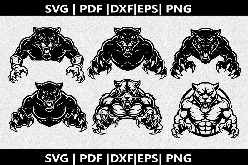 Panthers SVG, Panther Mascot PNG, Panther Team Clipart Black White ...