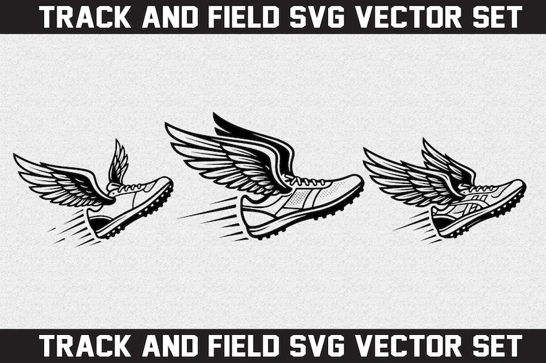 Track and Field Shoe Winged Shoe Svg Cut File Logo PNG Clipart Vector ...