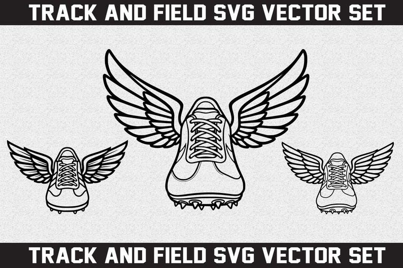 Track and Field Shoe Winged Shoe Svg Cut File Logo PNG Clipart Vector ...