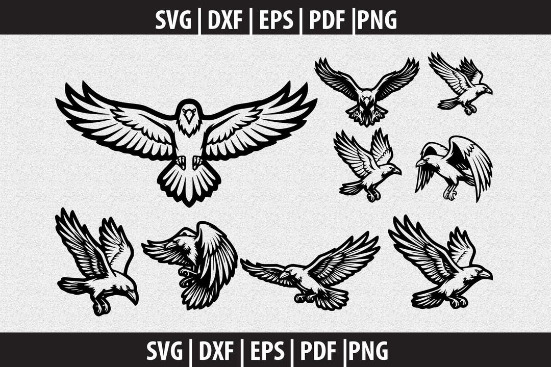 Ravens Bird Head Cut File Logo SVG PNG Clipart Vector Design Silhouette ...