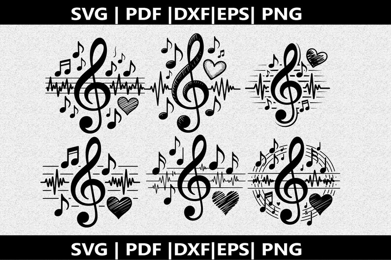 Treble Clef Music Notes SVG Bundle, Vector Clipart (digital Download ...