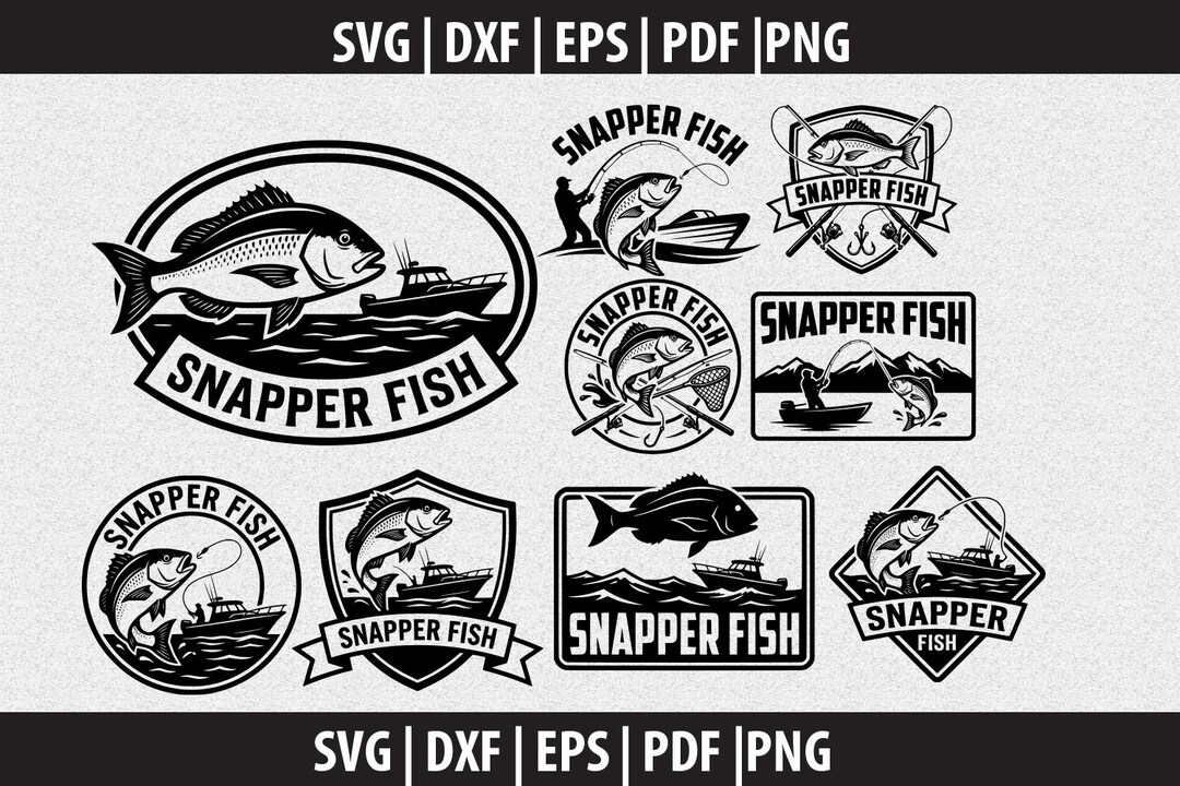 Snapper Fish Tournament Net Boat Fishing Mascot Cut File Logo SVG PNG ...