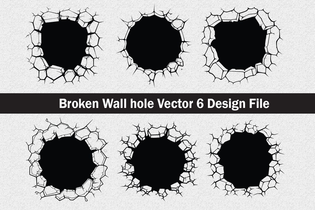 Broken Wall Hole Crack Wall Hole Object SVG PNG Clipart Cutting Cut ...