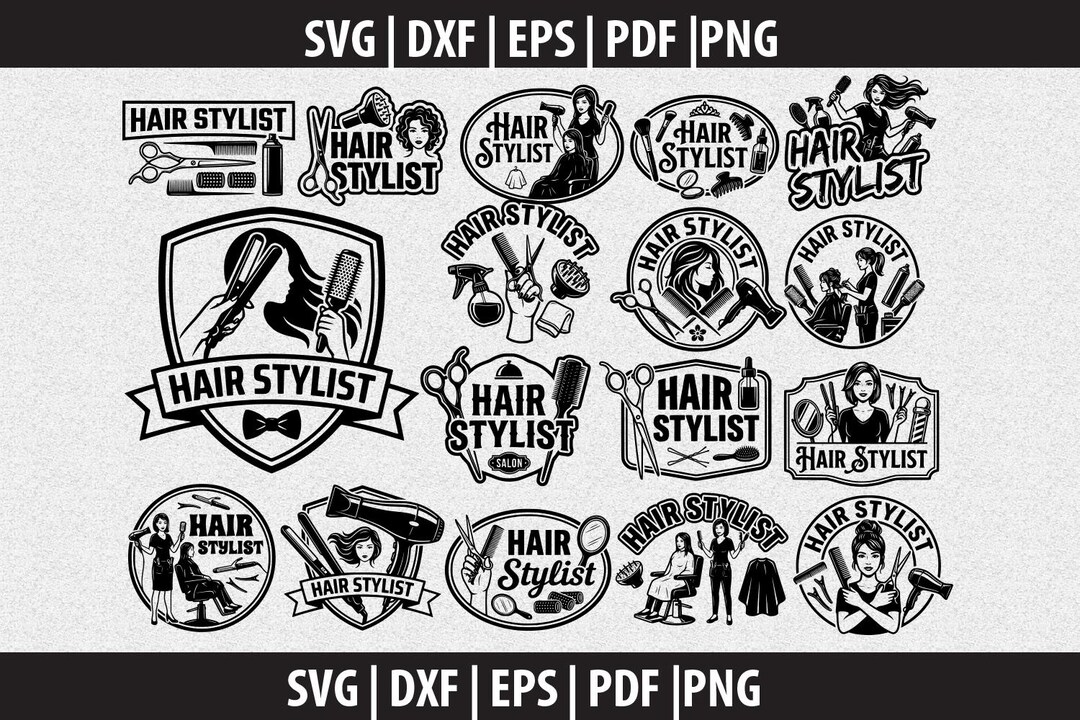 Hairstylist SVG Bundle | Salon Clipart, Hair Trimmer Cut Files (digital ...