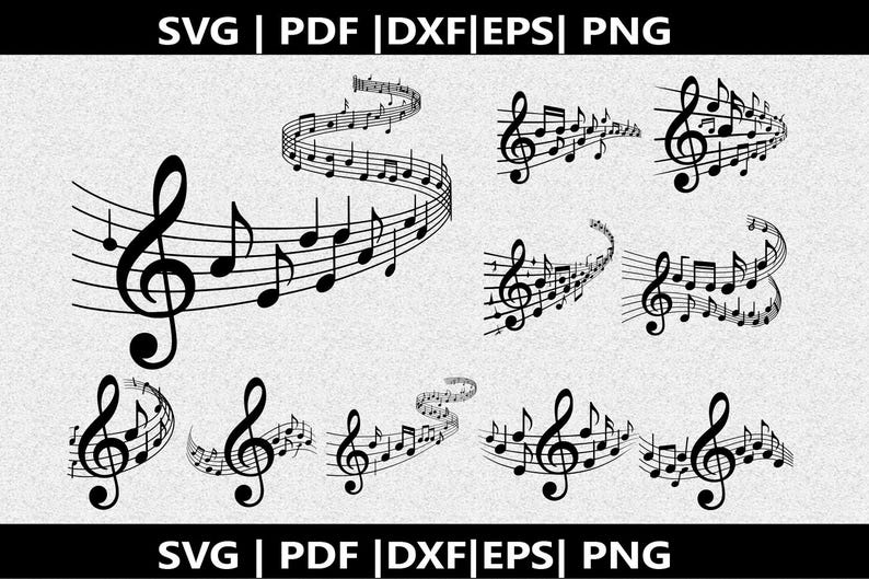 Treble Clef Music Notes SVG Bundle, Clipart Vector Design (digital ...