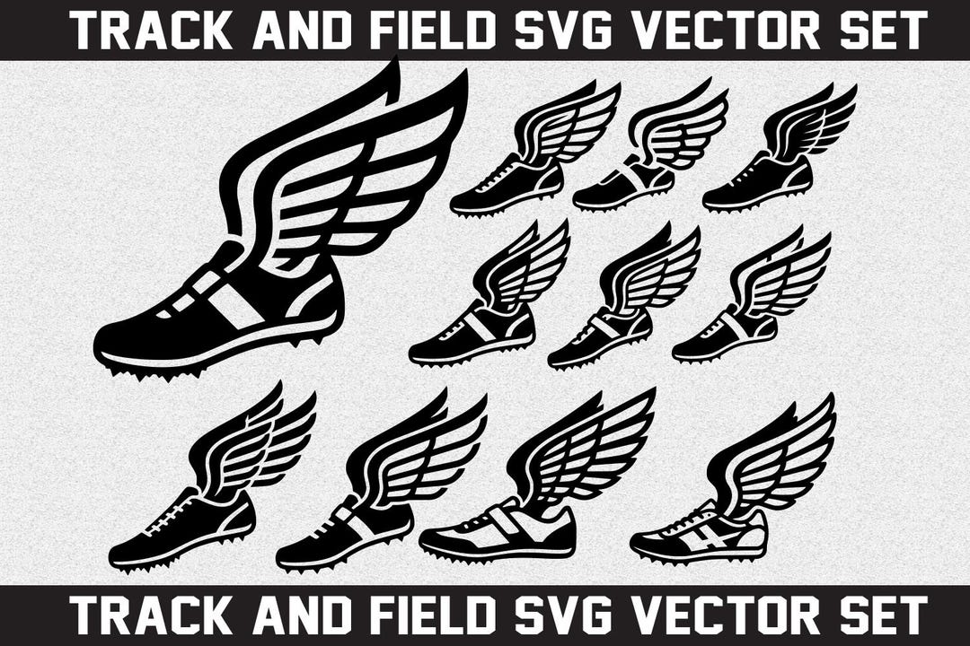 Track and Field Shoe Winged Shoe Svg Cut File Logo PNG Clipart Vector ...
