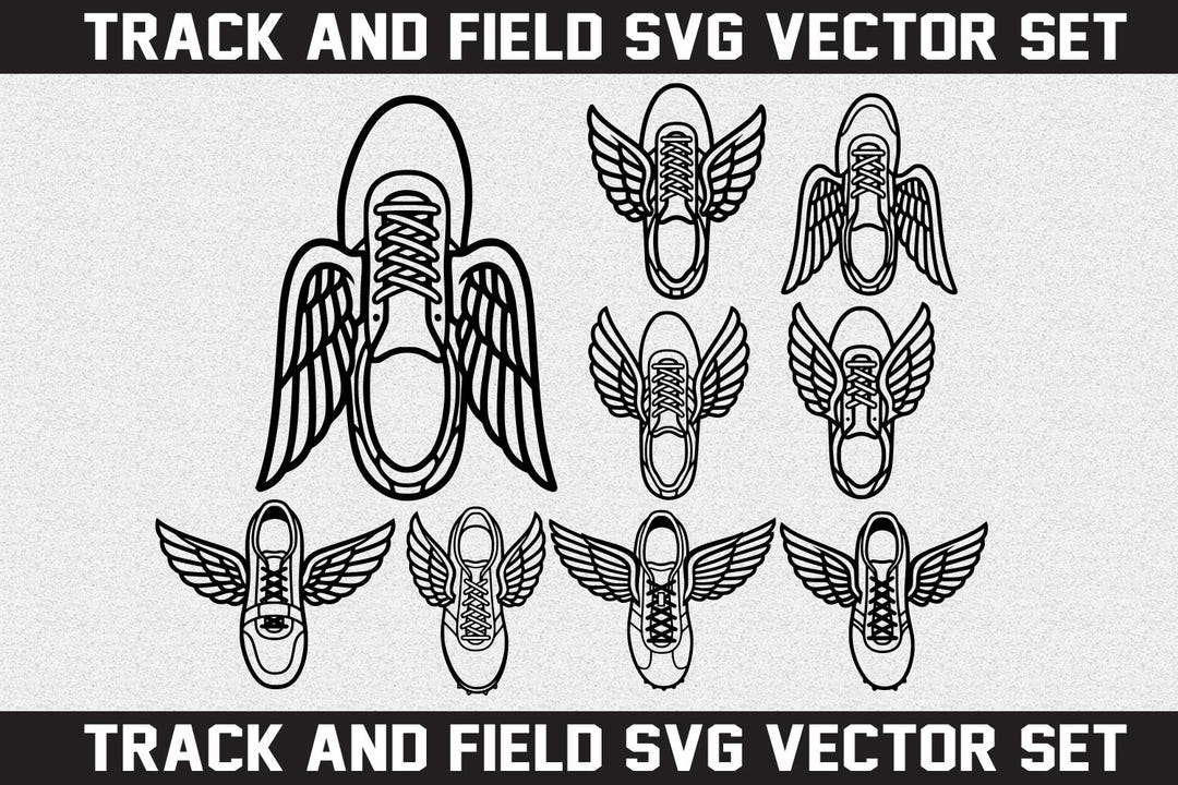 Track and Field Shoe Winged Shoe Svg Cut File Logo PNG Clipart Vector ...