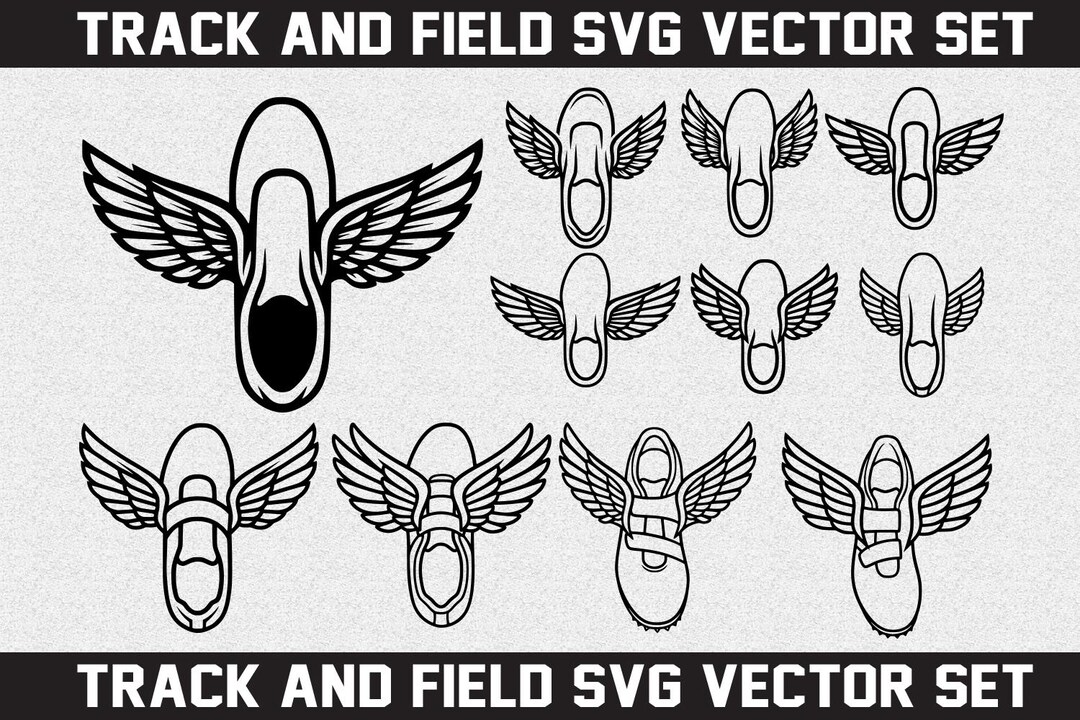 Track and Field Shoe Winged Shoe Svg Cut File Logo PNG Clipart Vector ...