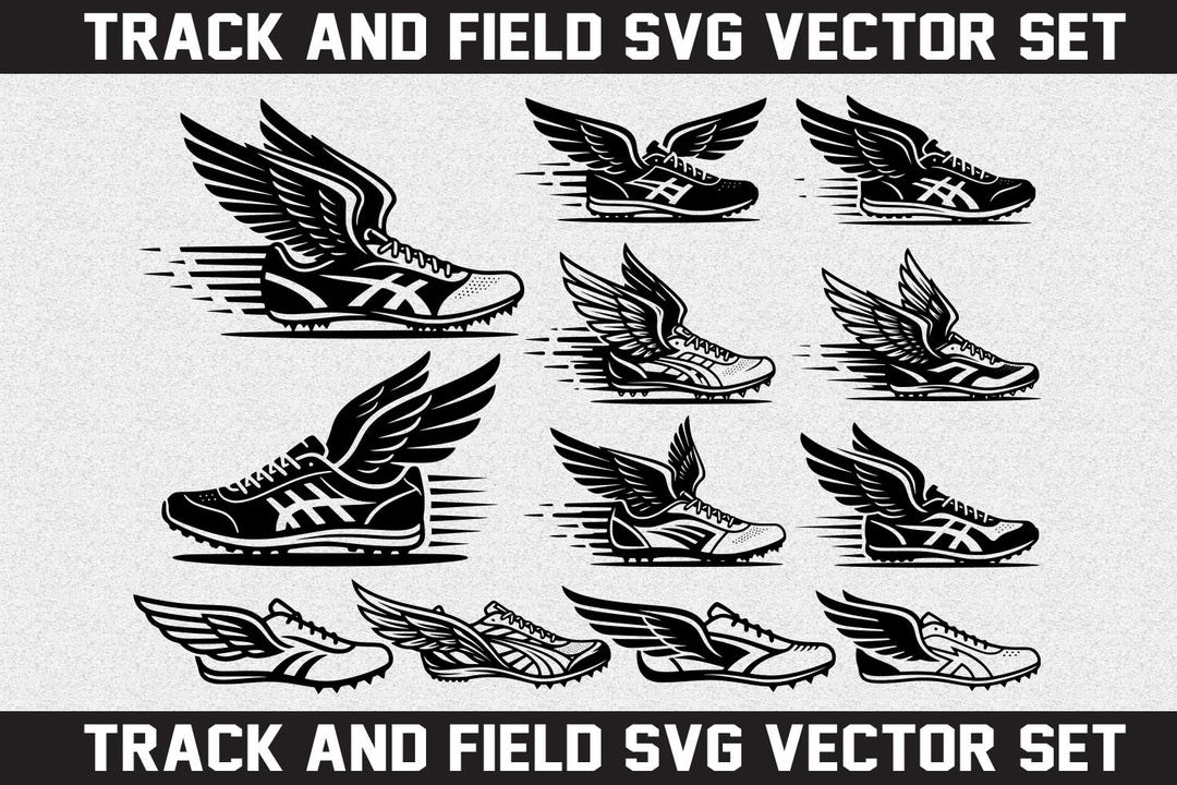 Track and Field Shoe Winged Shoe Svg Cut File Logo PNG Clipart Vector ...