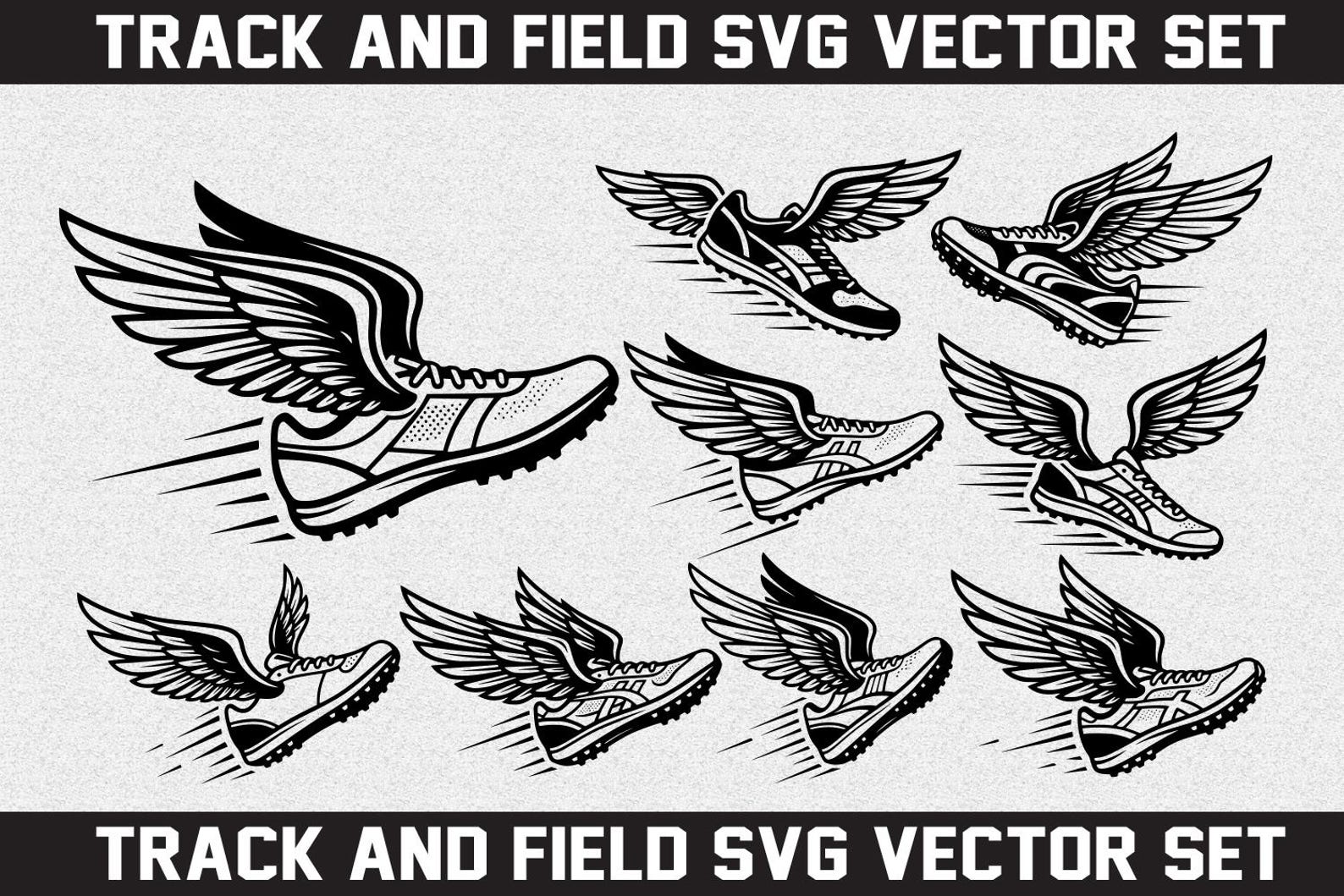Track and Field Shoe Winged Shoe Svg Cut File Logo PNG Clipart Vector ...